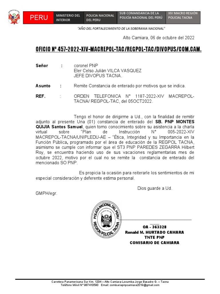 Oficio Remite Constancia | PDF