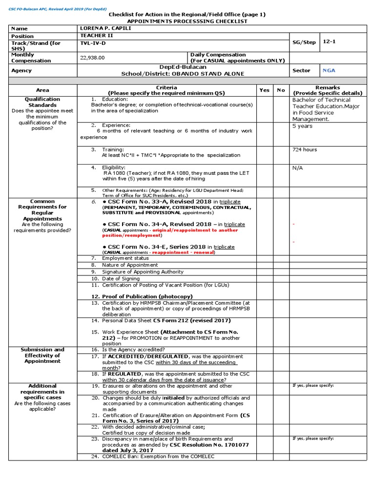 New CSC Checklist TVL | PDF | Justice | Crime & Violence