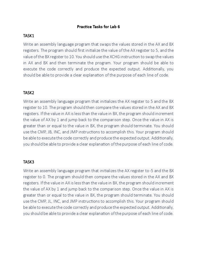 COAL - Practice Lab | PDF | Assembly Language | Computing