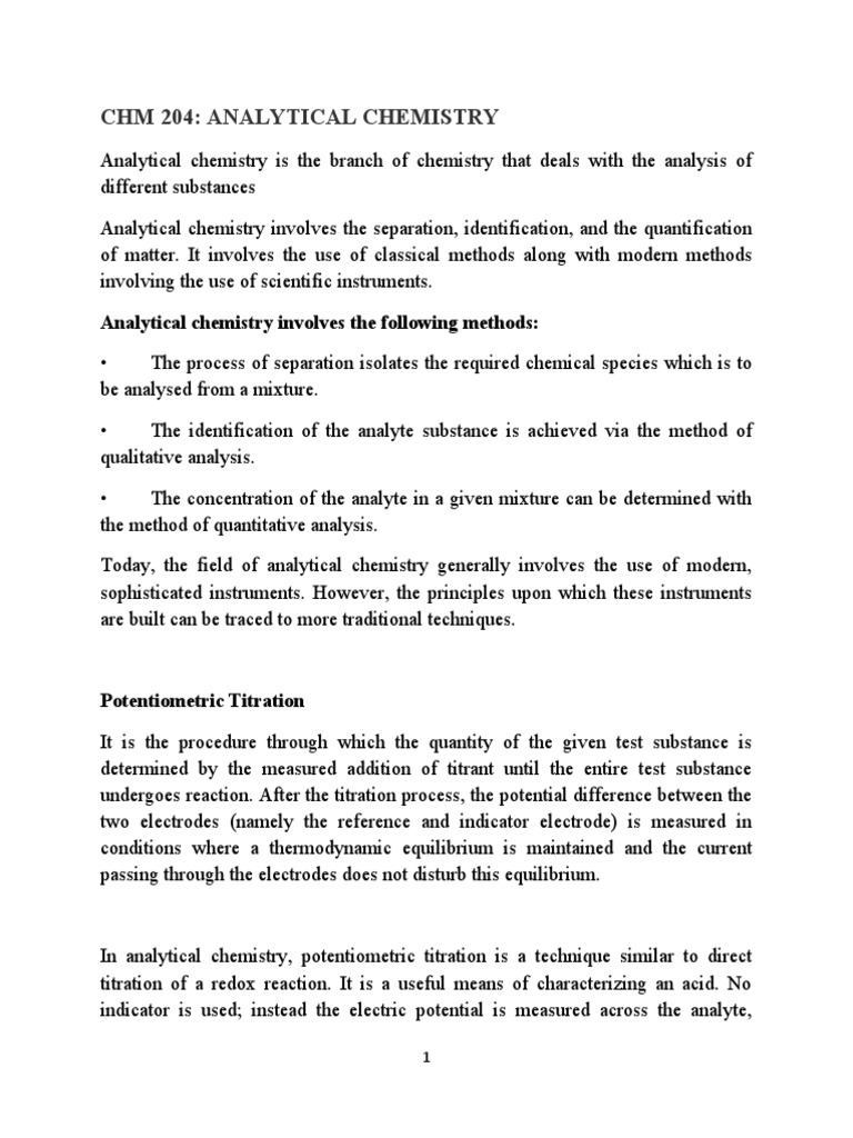 CHM 204 Lecture Note Final | PDF | Gas Chromatography–Mass Spectrometry ...