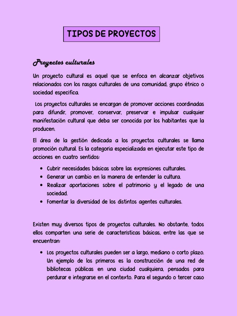 Tipos de Proyectos | PDF | Sociedad | Aprendizaje
