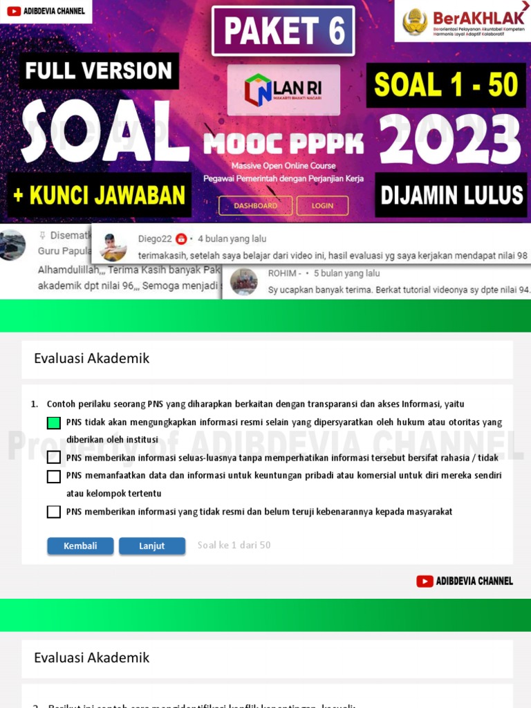 Paket 6 Soal Mooc PPPK 2023 | PDF