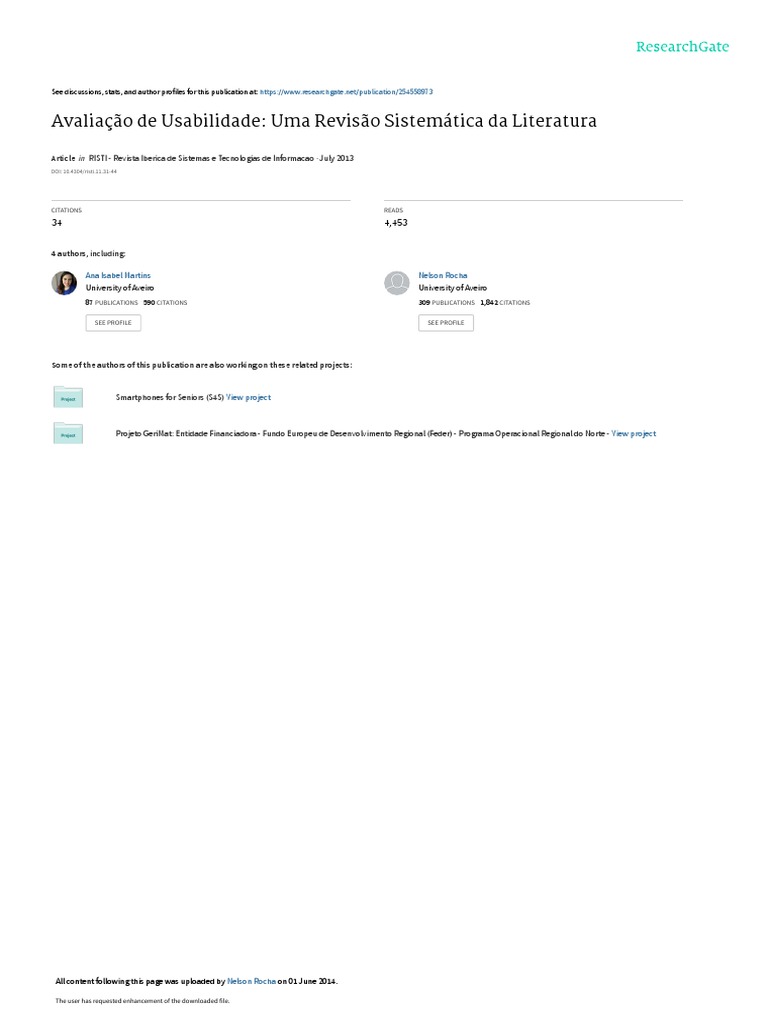 Avaliação de Usabilidade Uma Revisão Sistemática Da Literatura | PDF ...