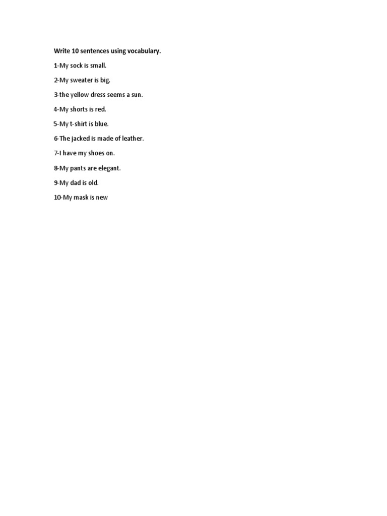 10 Sentences Using Vocabulary Words | PDF | Language Arts & Discipline