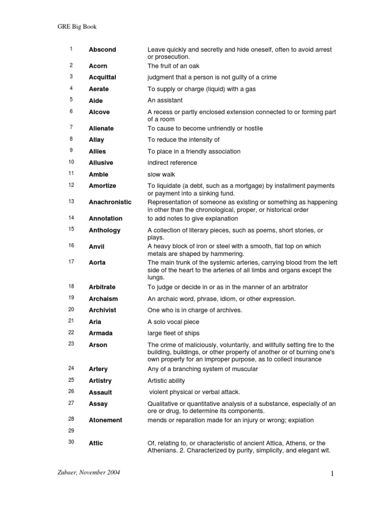 GRE Big Book Words | PDF | Nature