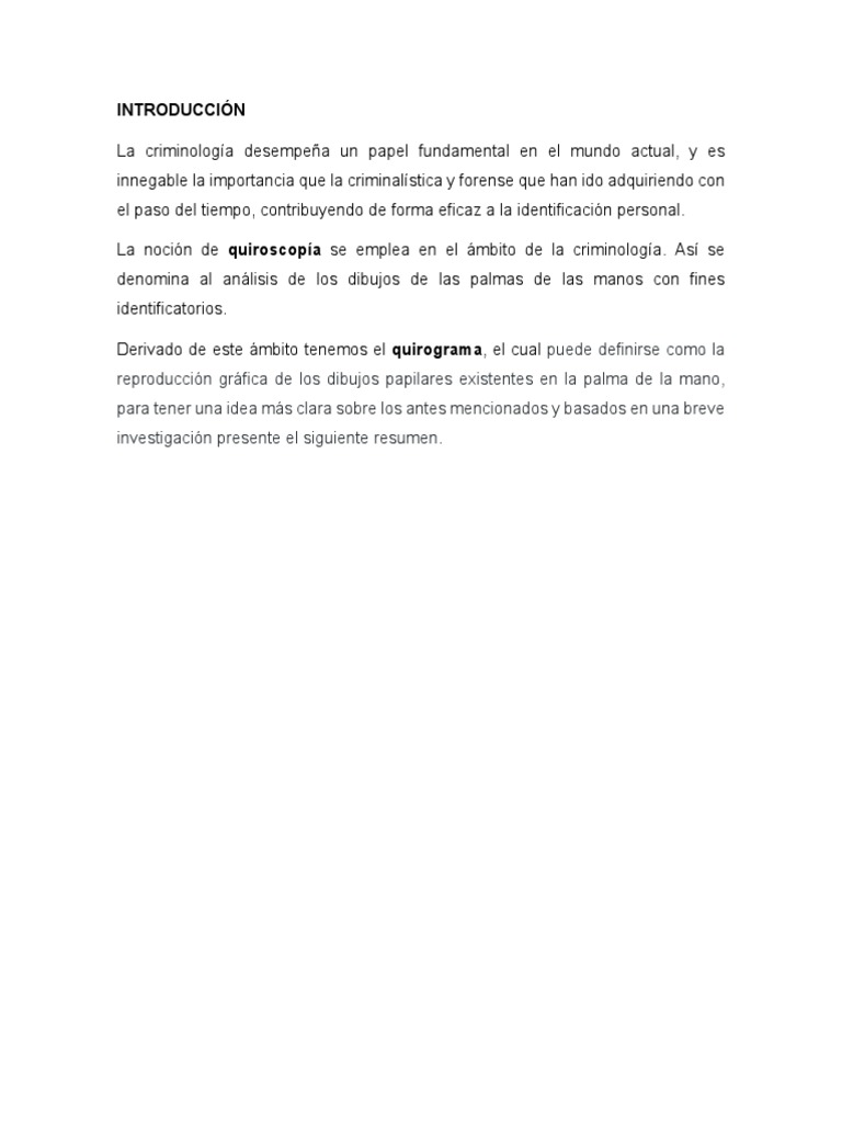 Clasificacion de Quirogramas- Quiroscopia | PDF | Mano | Huella dactilar