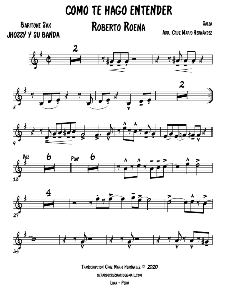 Como Te Hago Entender - Baritone Sax | PDF