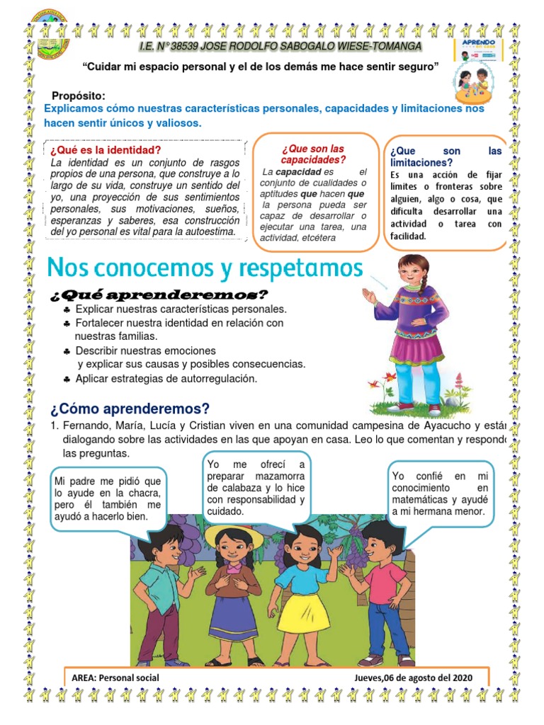 Cuidar Mi Espacio Personal y El de Los Demás Me Hace Sentir Seguro 1 | PDF