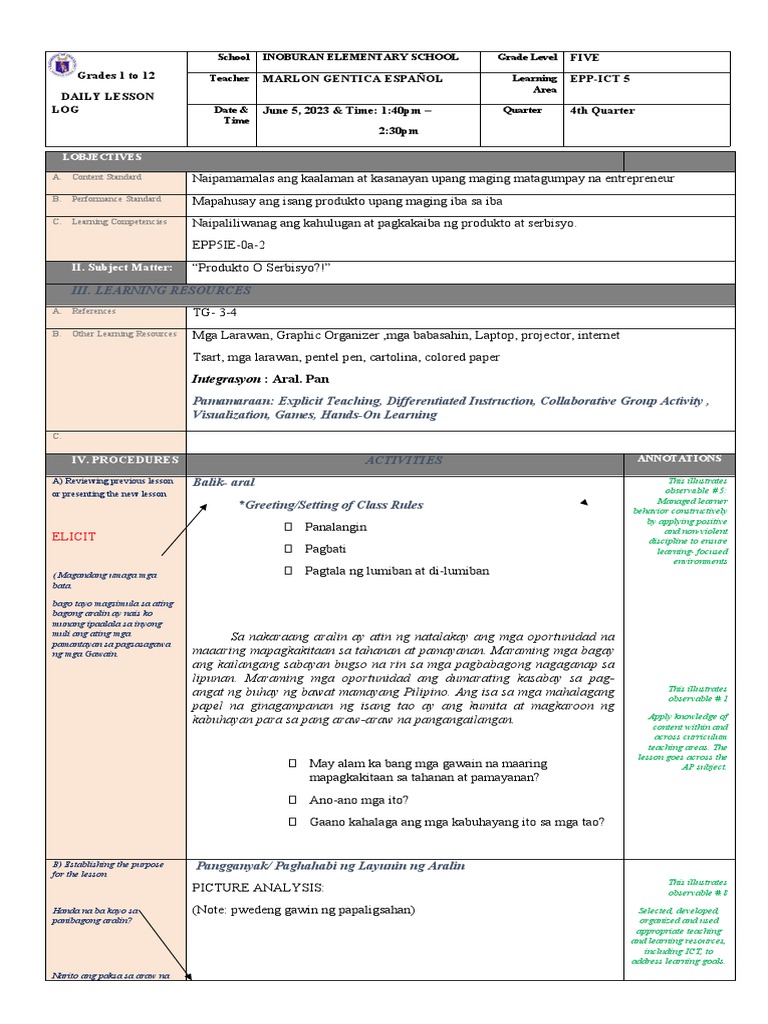 Cot EPP 5 ICT Serbisyo at Produkto | PDF