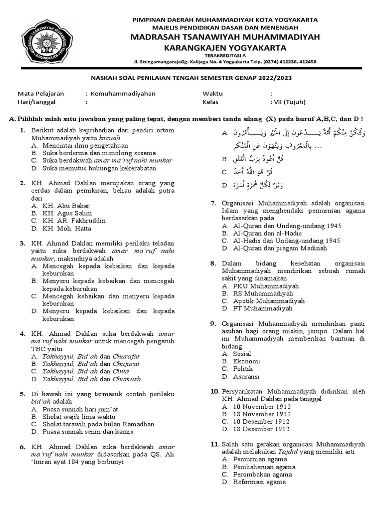 Soal KMD Kelas 7 | PDF