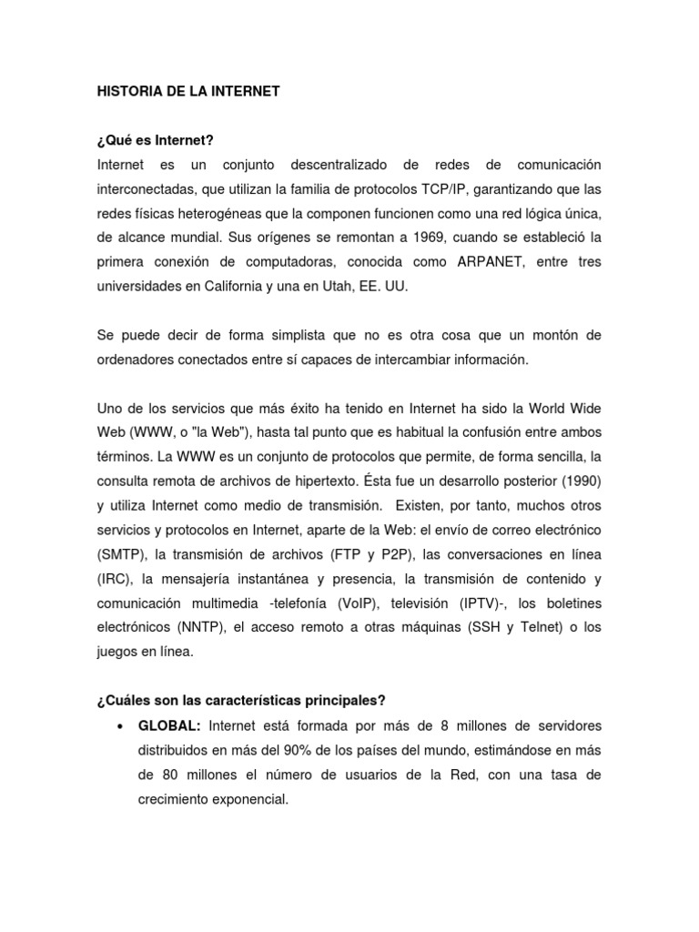 Historia de La Internet | PDF | Red mundial | Internet y web