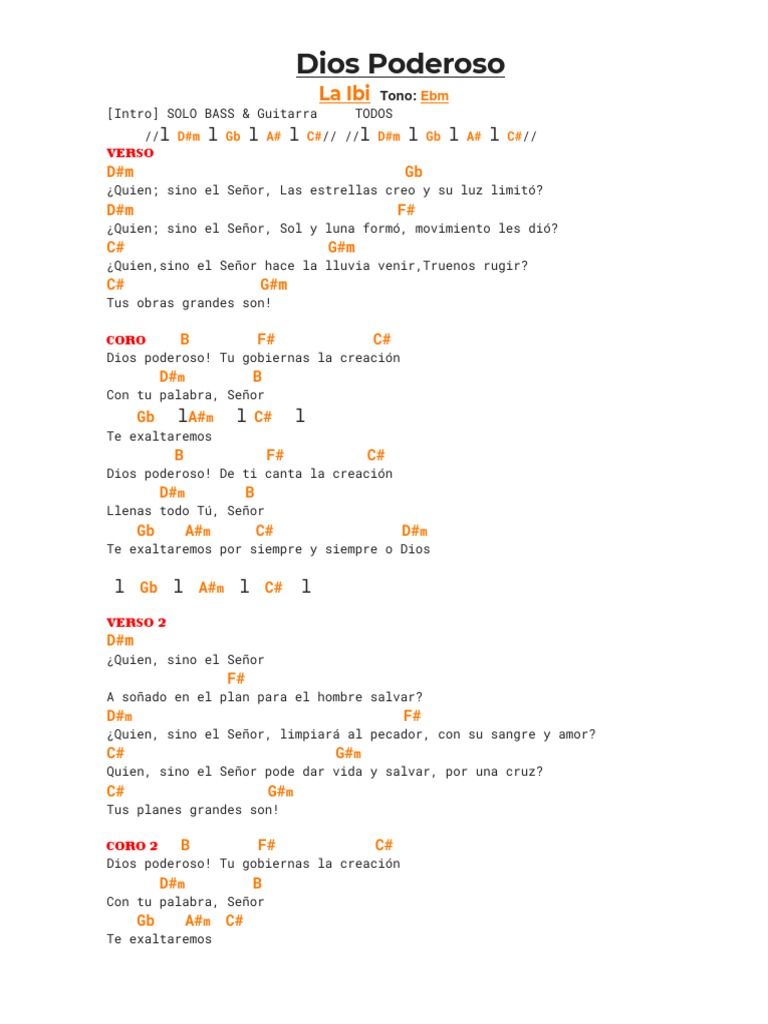 Dios Poderoso (D#) - La Ibii | PDF