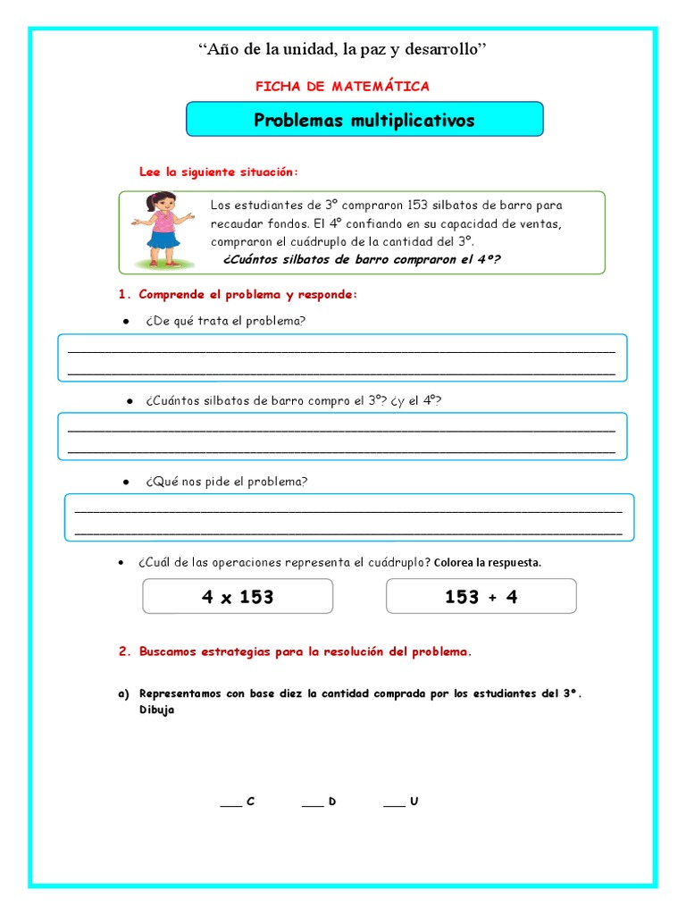 Ficha de Mate Juev 15 Problemas de Multiplicación | PDF