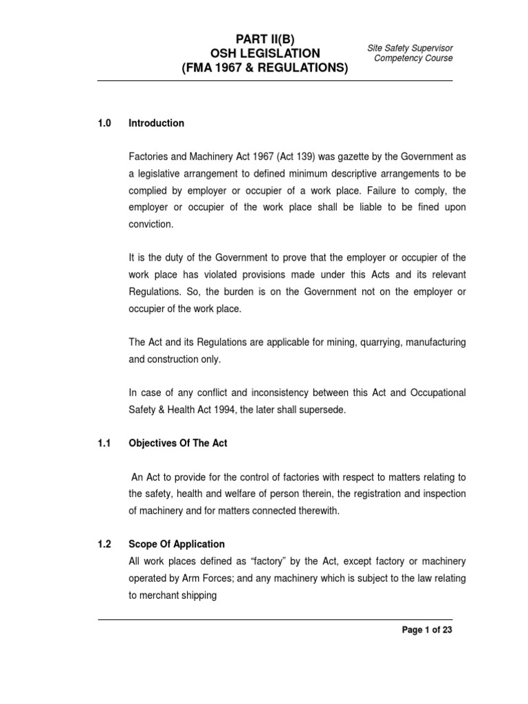 03-FMA 1967 and Regulations | PDF | Occupational Safety And Health | Safety