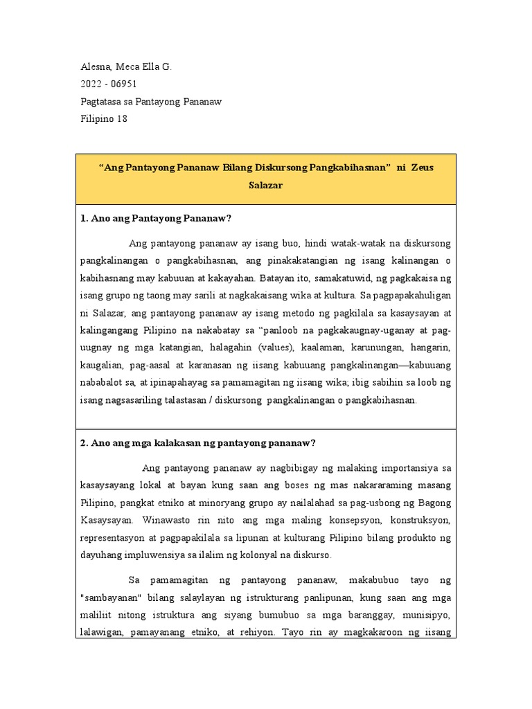 Pantayong Pananaw Ni Zeus Salazar | PDF