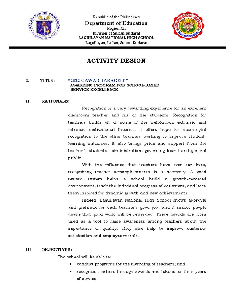 Activity Design Awards | PDF