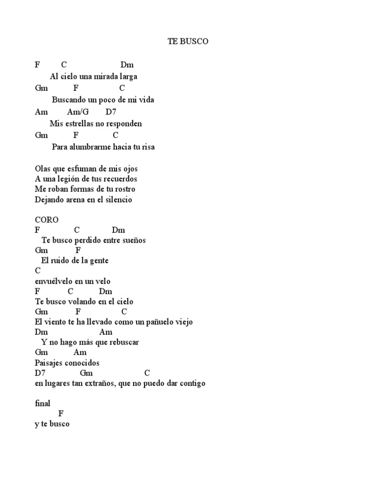 Te Busco: Letra de Canción Poética | PDF