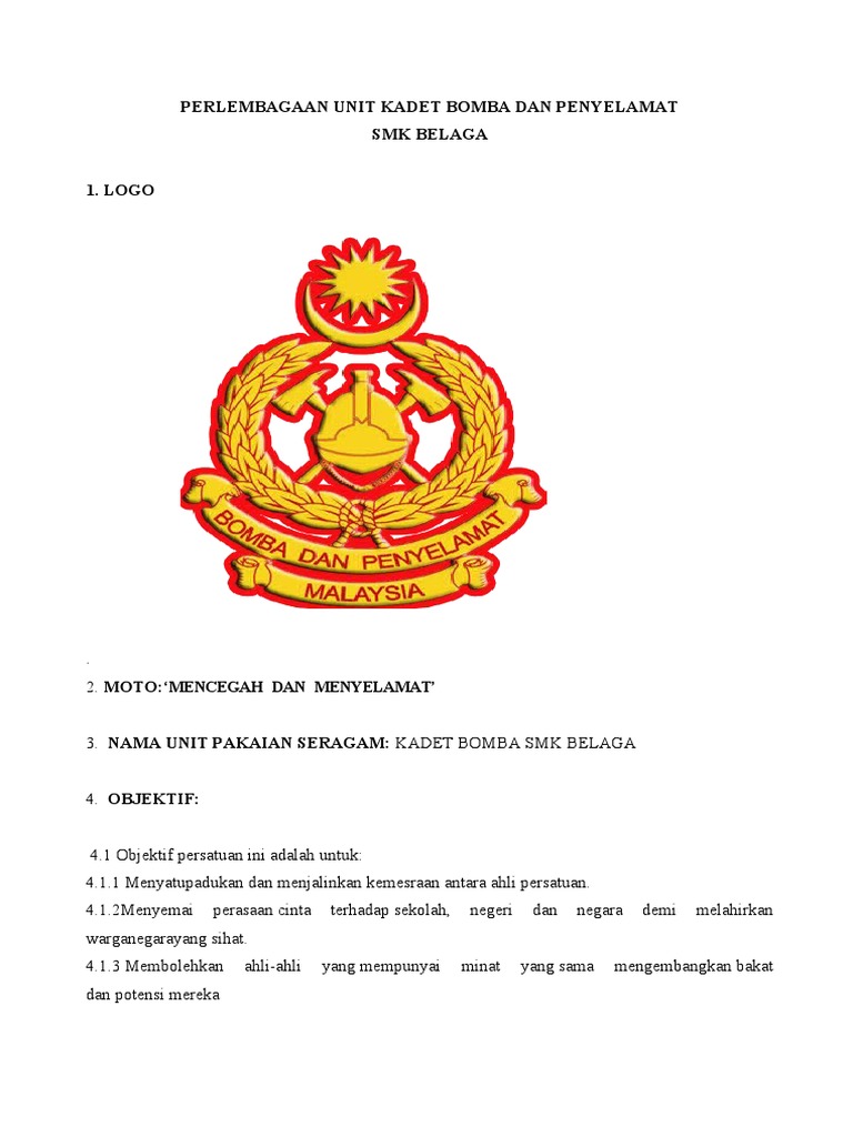 Perlembagaan Unit Kadet Bomba Dan Penyelamat | PDF