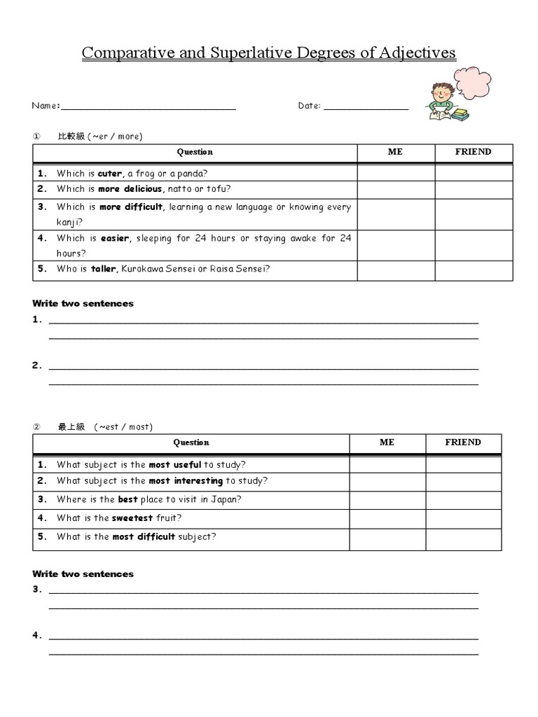 Comparative and Superlative Degrees of Adjectives | PDF