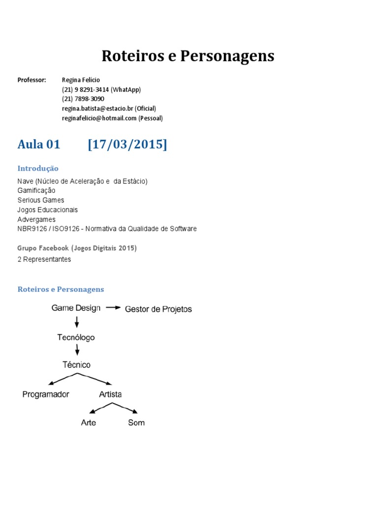 2015.1 - Roteiros e Personagens | PDF | Roteiro