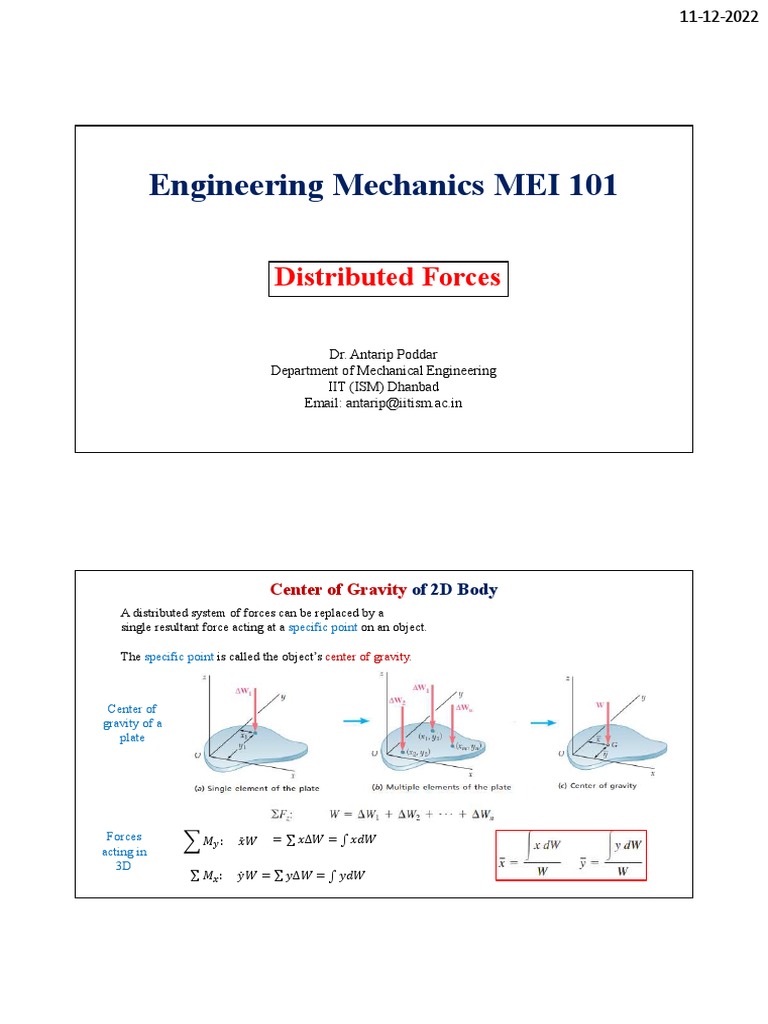 Chap. 9 - Distributed Forces | PDF | Cartesian Coordinate System | Area