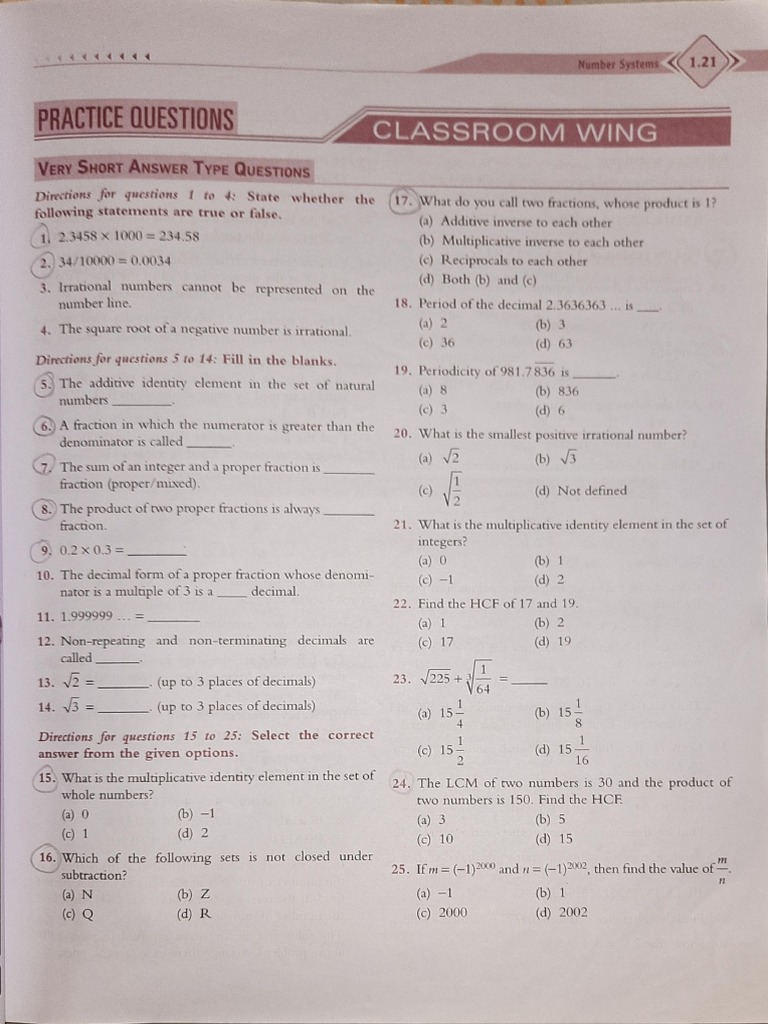 Number Systems Questions | PDF
