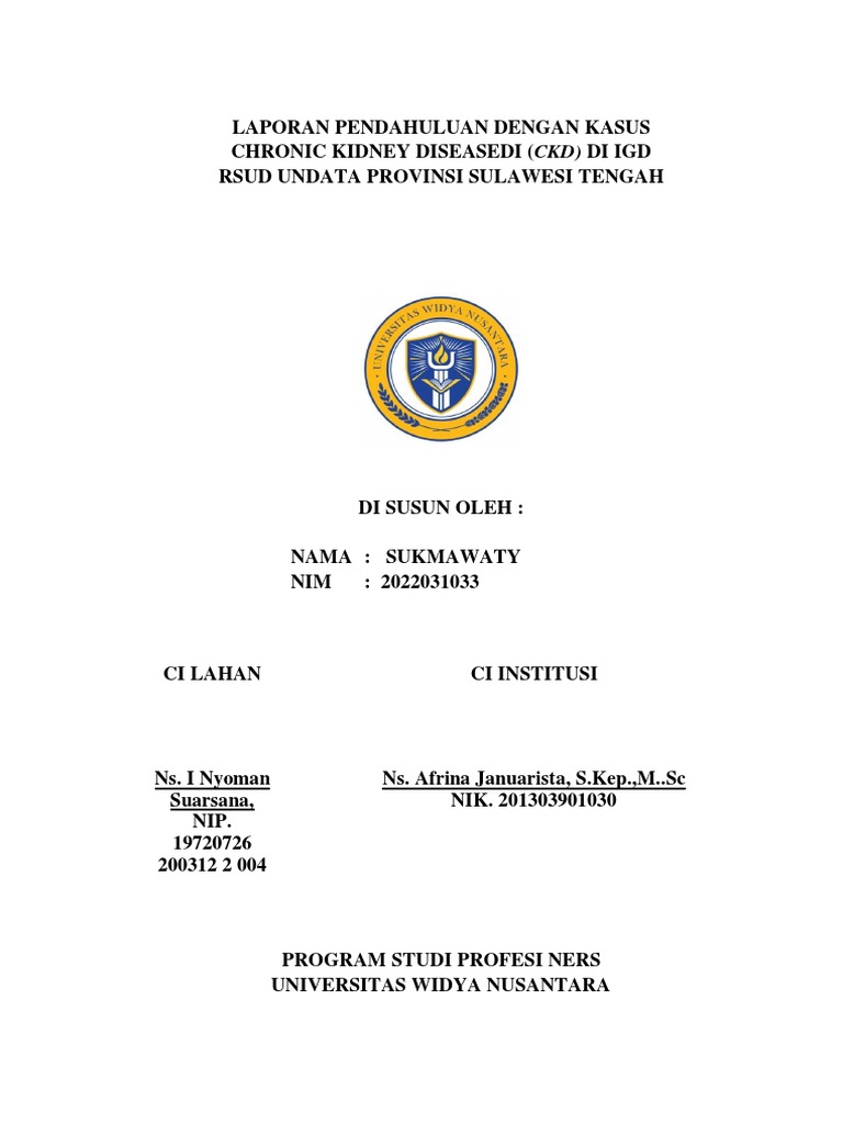 CKD di IGD RSUD Undata: Laporan Awal | PDF