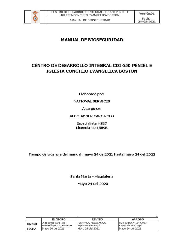 Manual de Bioseguridad Cdi 650 Peniel e Iglesia Concilio Evangelica ...