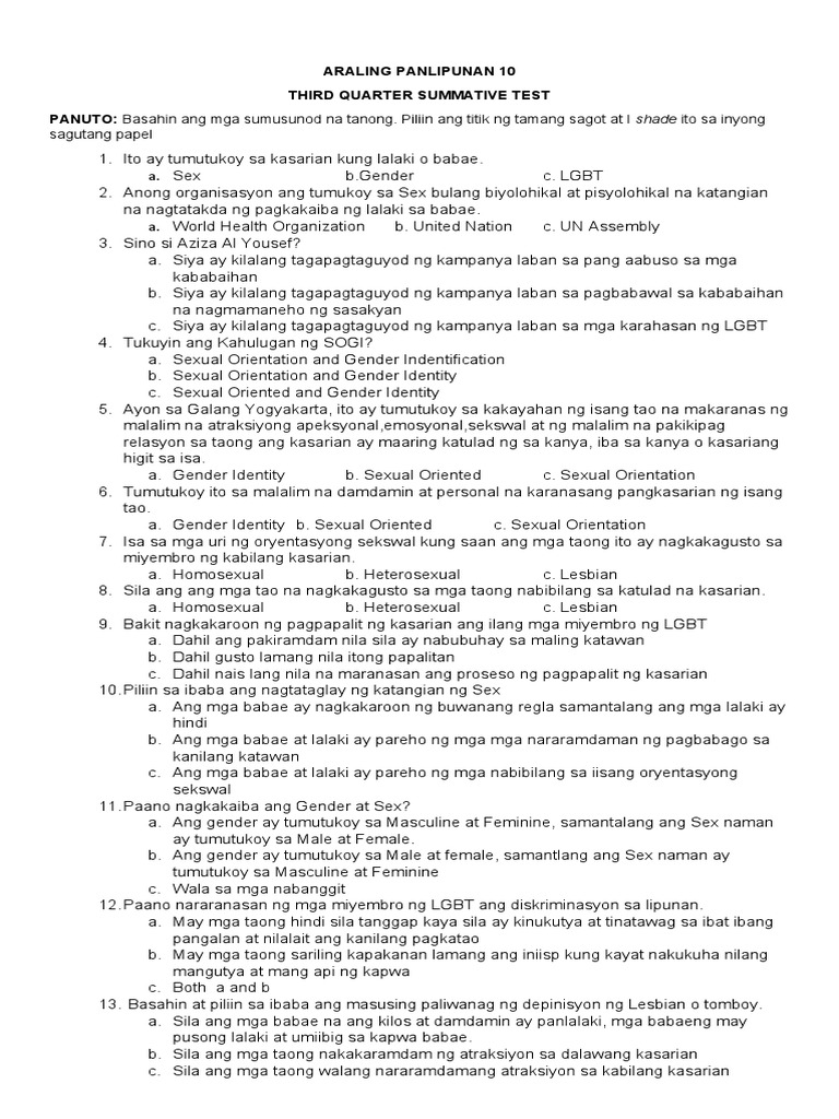 Ap 10 Q3 Summative | PDF