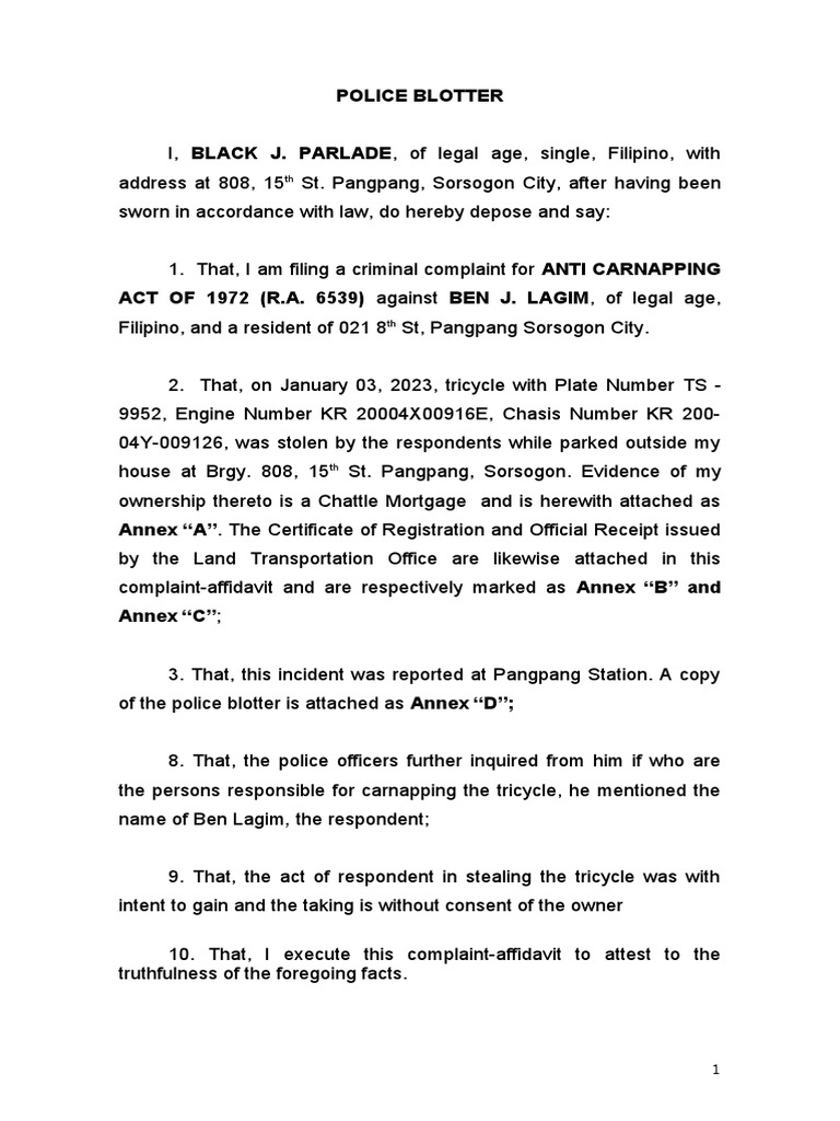 Police Blotter | PDF