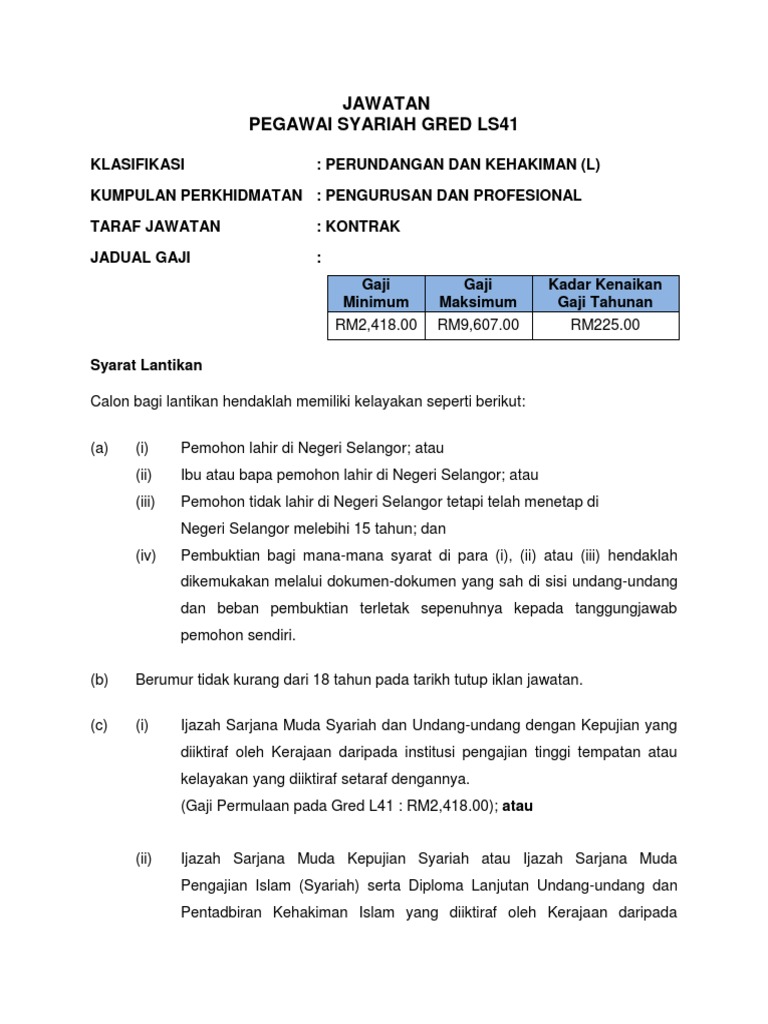 Pegawai Syariah Gred LS41 | PDF