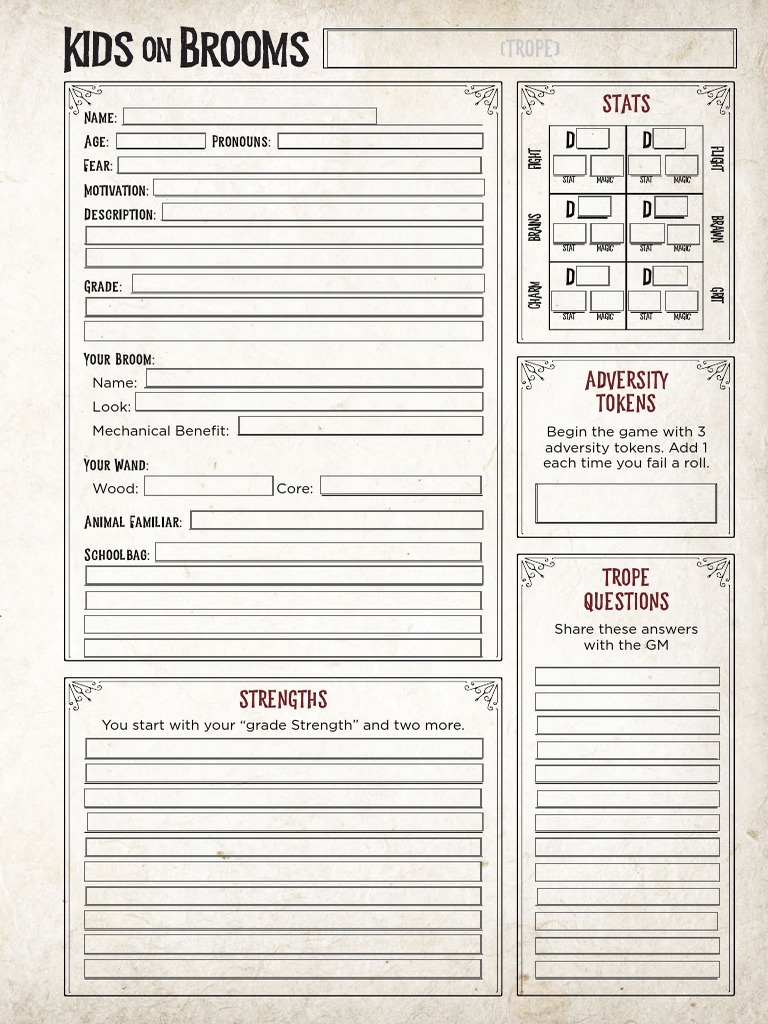 Toaz - Info Kids On Brooms Character Sheetpdf PR | PDF