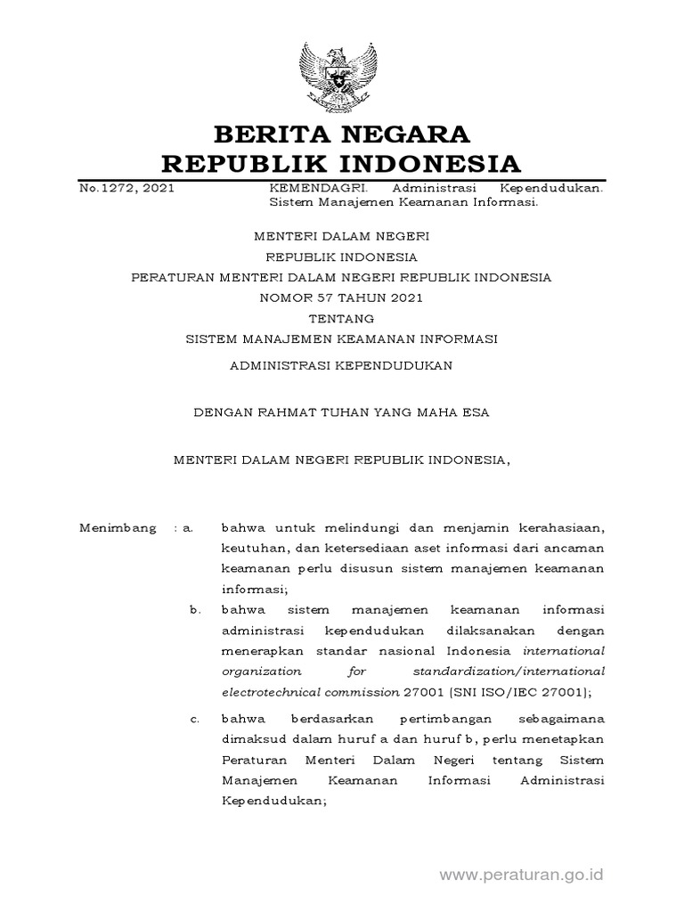 Permendagri Nomor 57 Tahun 2021 | PDF