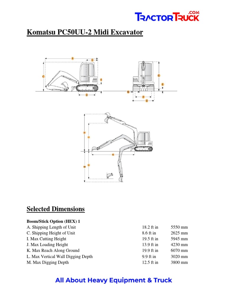 Komatsu Excavator PC50-2 - Specification | PDF