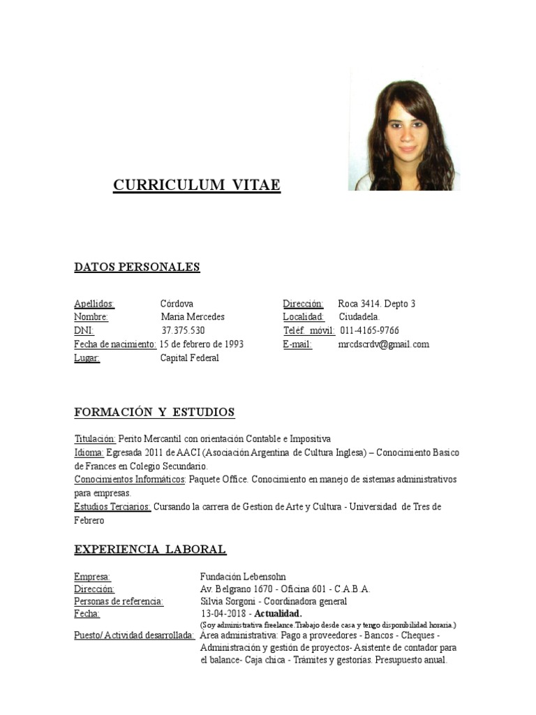 CURRICULUM VITAE con foto (1) | PDF