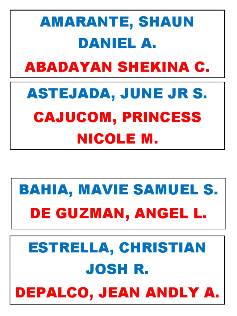 NAME SA UPUAN | PDF
