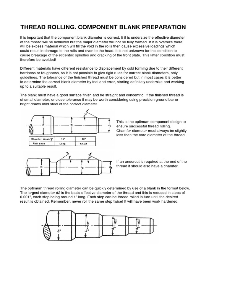 Thread Rolling Blank Preparation | PDF
