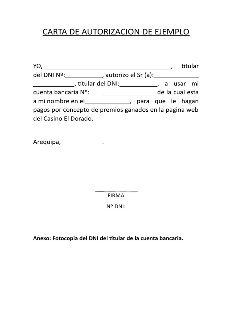 Carta de Autorizacion de Ejemplo | PDF