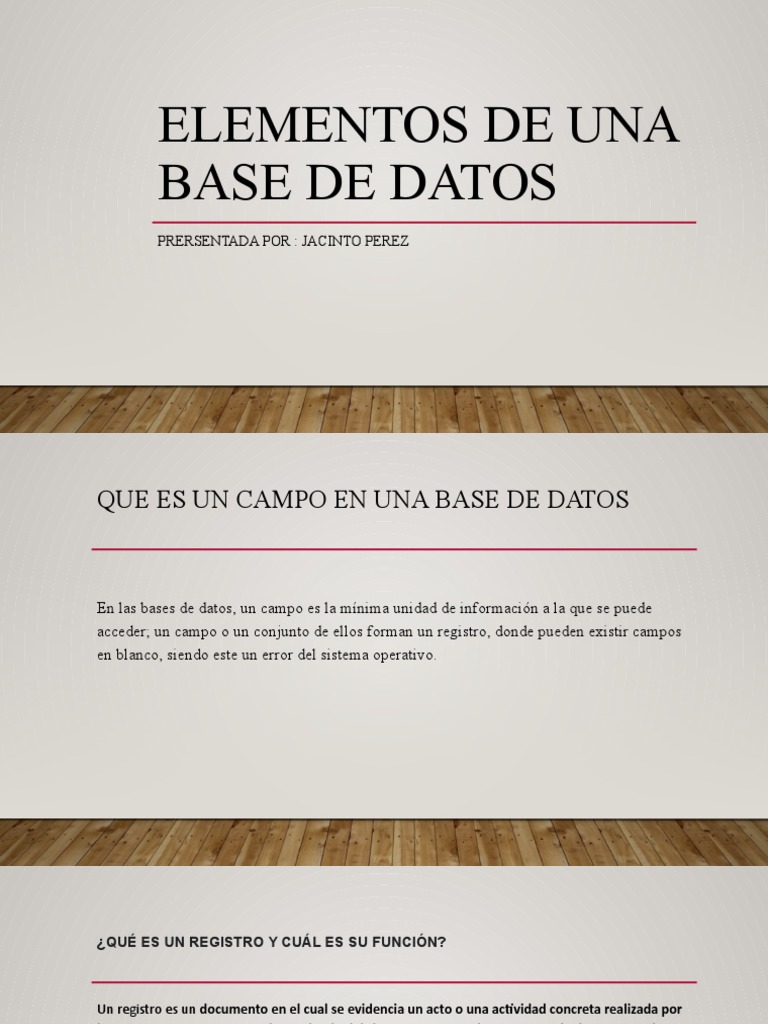 Elementos de Una Base de Datos | PDF | Bases de datos | Ingeniería de ...