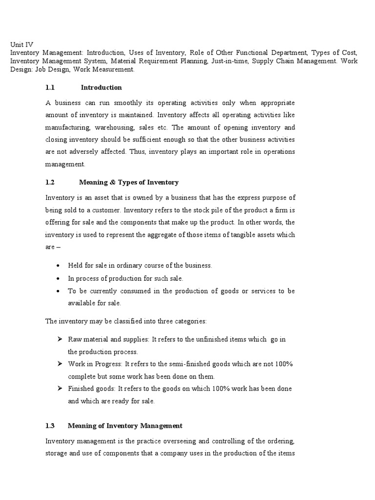 Unit4 - Inventory Management | PDF | Supply Chain Management | Lean Manufacturing