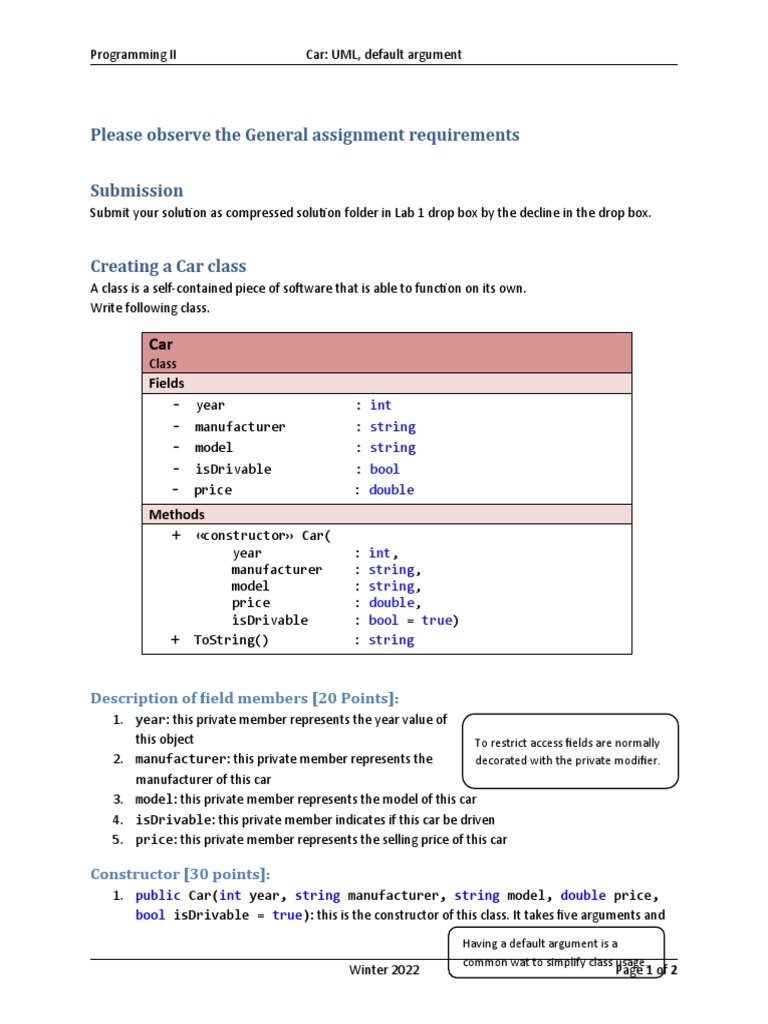 L1 Cars | PDF | Parameter (Computer Programming) | Class (Computer Programming)
