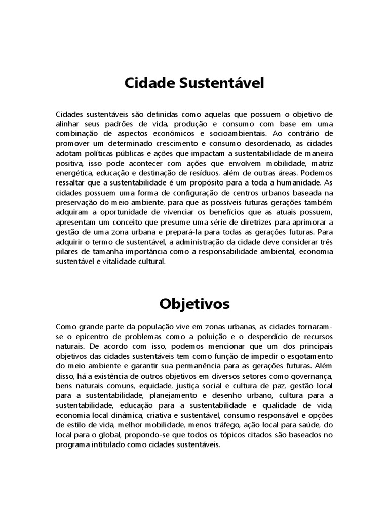 Cidades Sustentáveis Pdf Sustentabilidade Desperdício