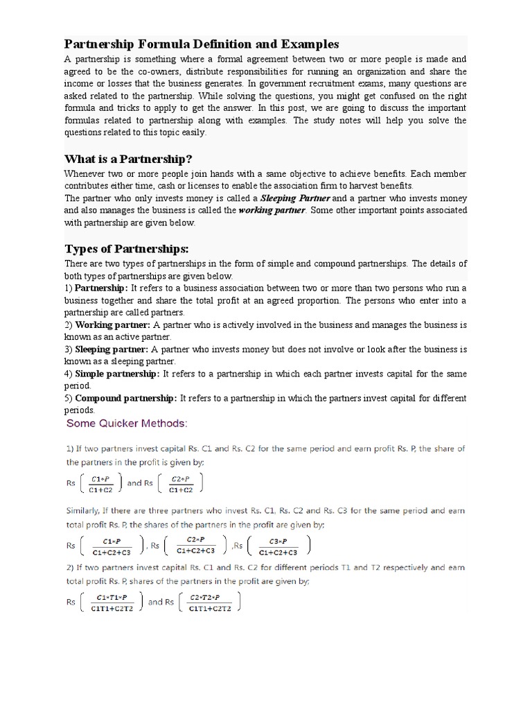 Partnership Formula Definition and Examples | PDF | Partnership | Investing