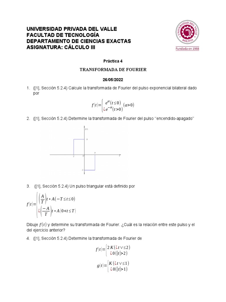 Práctica - CLC-III - Unidad 4 | PDF | Integral | Transformada de Fourier