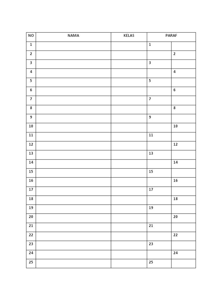 English Club Attendance List | PDF