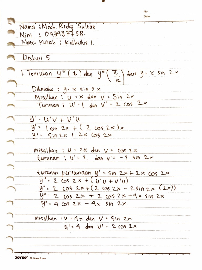 Materi Diskusi 5, Kalkulus 1 | PDF