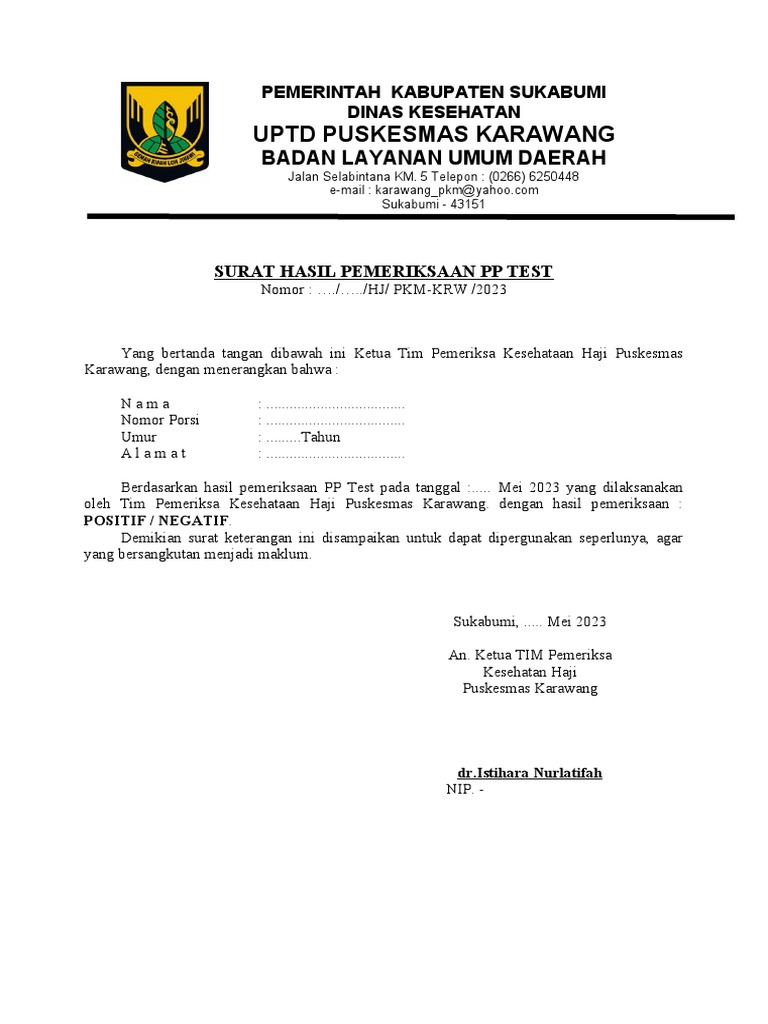 Hasil Pemeriksaan PP Test 2023 | PDF