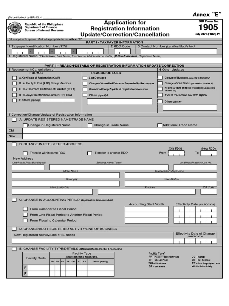 Bir Form 1905 New Version | PDF | Receipt | Identity Document