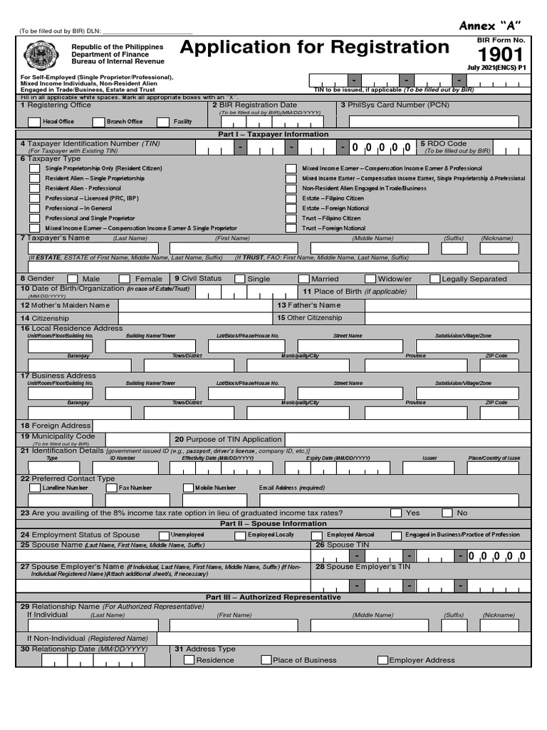 Bir Form 1901 New Version | PDF | Receipt | Invoice