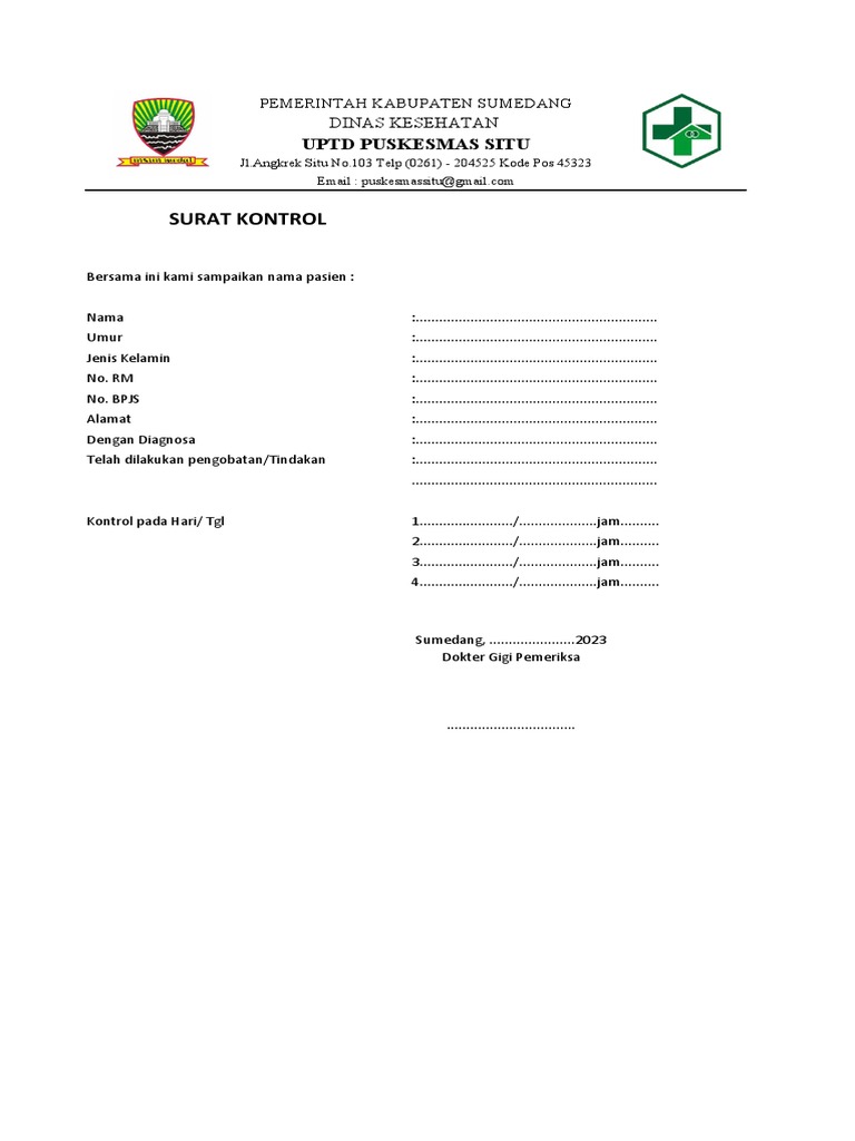 Surat Kontrol Gigi | PDF